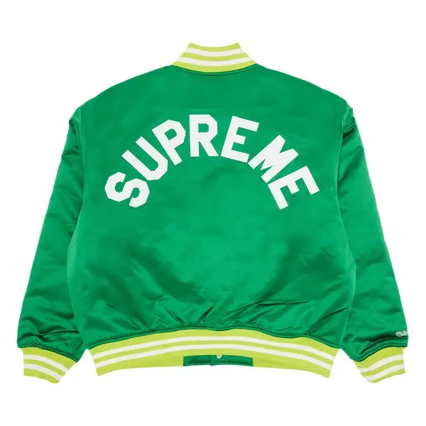 Supreme X Mitchell & Ness Satin Varsity Jacket - Green