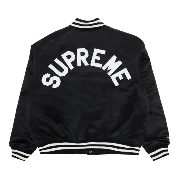 Supreme X Mitchell & Ness Satin Varsity Jacket - Black