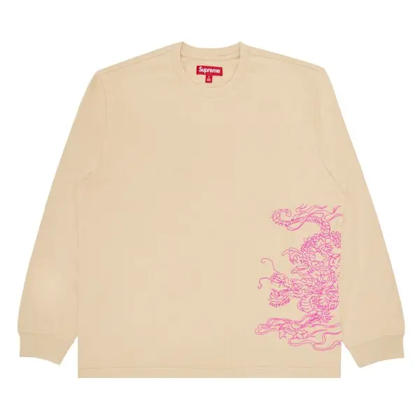Supreme Dragon Embroidered Long Sleeve Top - Tan