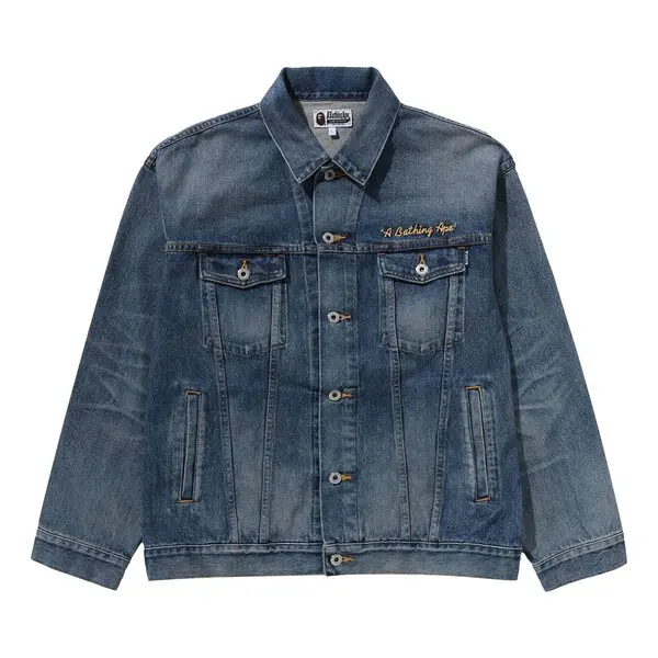 A BATHING APE Damage Denim Jacket - Blue