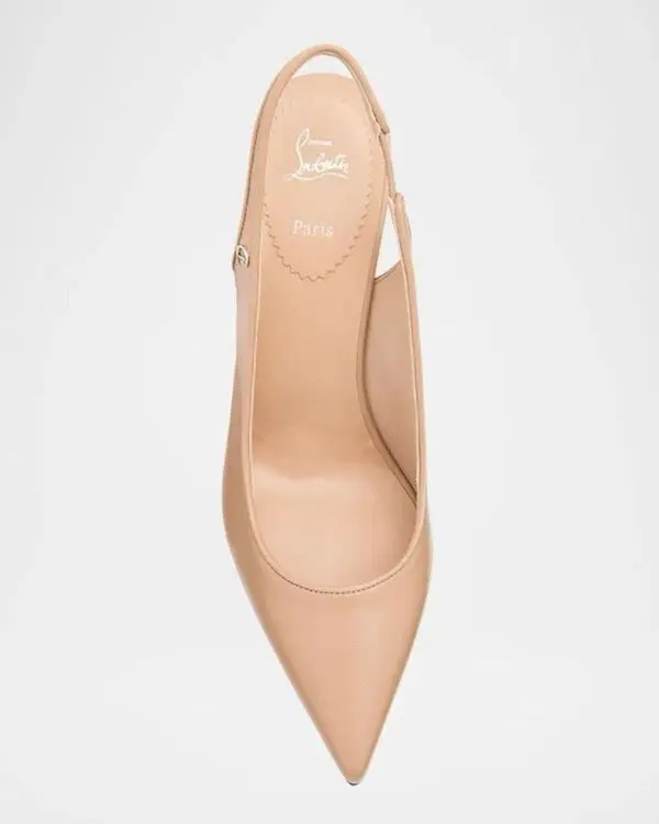 CHRISTIAN LOUBOUTIN 85mm Sporty Kate Leather Slingback Pumps - Blush