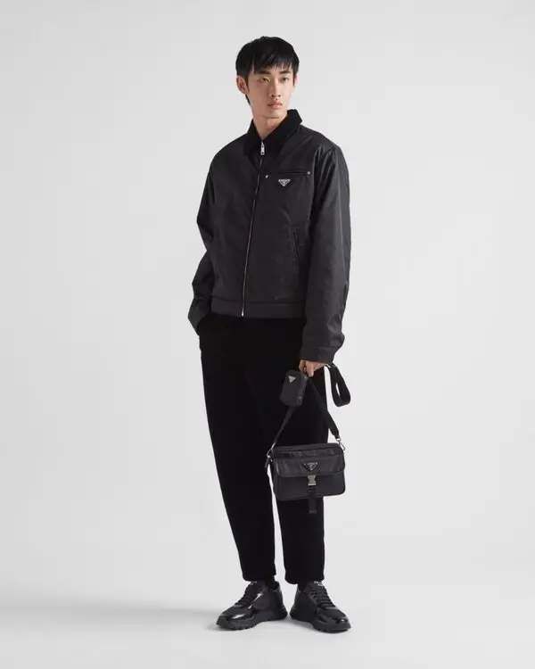 Prada Re-nylon And Saffiano Leather Shoulder Bag - Black