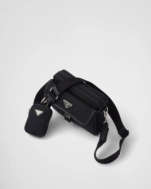 Prada Re-nylon And Saffiano Leather Shoulder Bag - Black