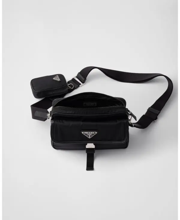Prada Re-nylon And Saffiano Leather Shoulder Bag - Black
