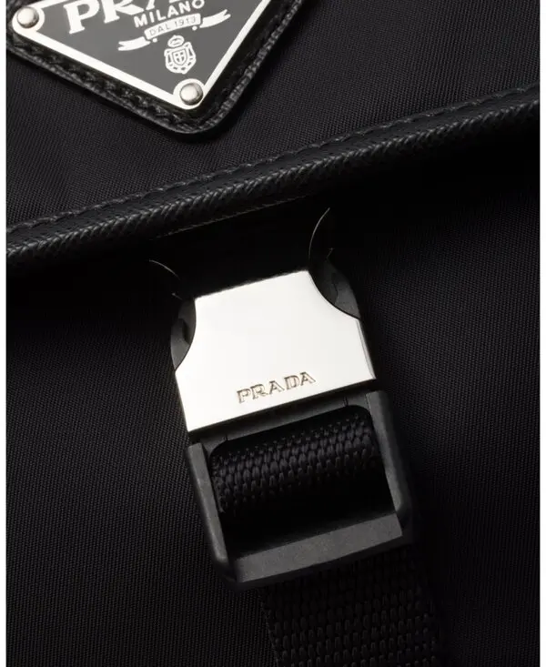 Prada Re-nylon And Saffiano Leather Shoulder Bag - Black