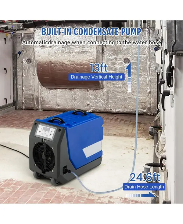 VOLENCA 180 Ppd Commercial Dehumidifier With Pump Drain Hose And Wheels
