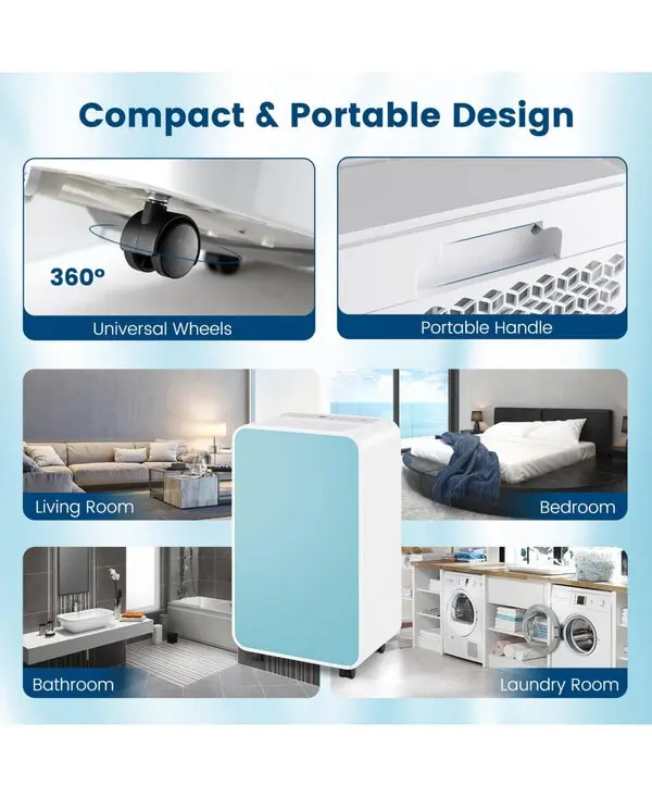 VOLENCA 32 Pints/day Portable Quiet Dehumidifier For Rooms Up To 2500 Sq. Ft
