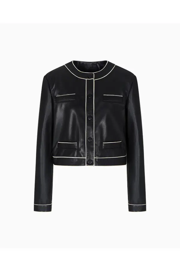 Emporio Armani Semi-aniline Lambskin Nappa Leather Jacket - Black