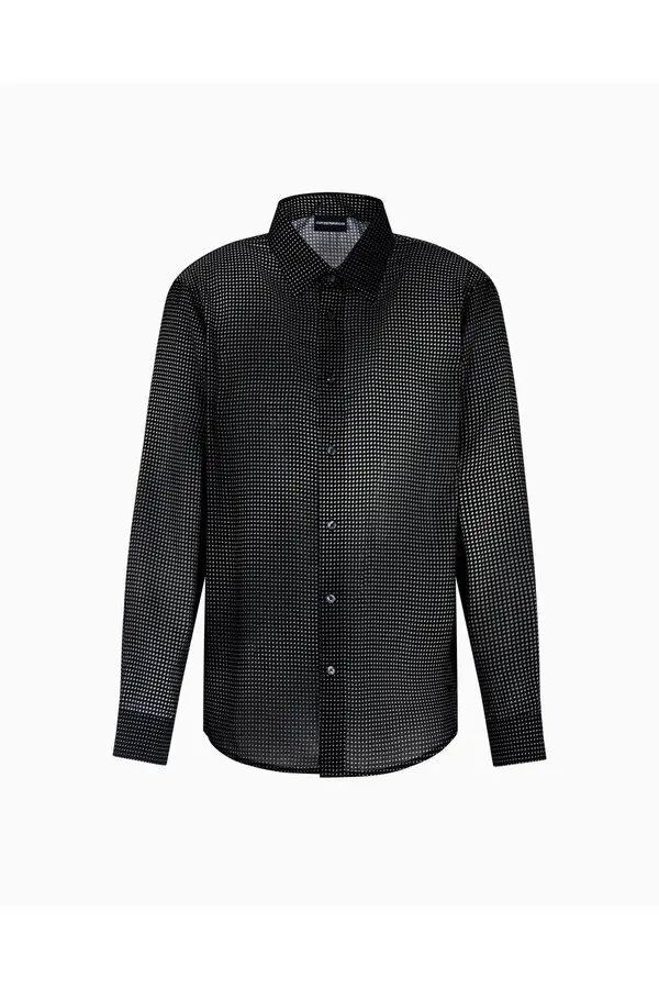 Emporio Armani Asv Lyocell Shirt With All-over Micro-pattern Print