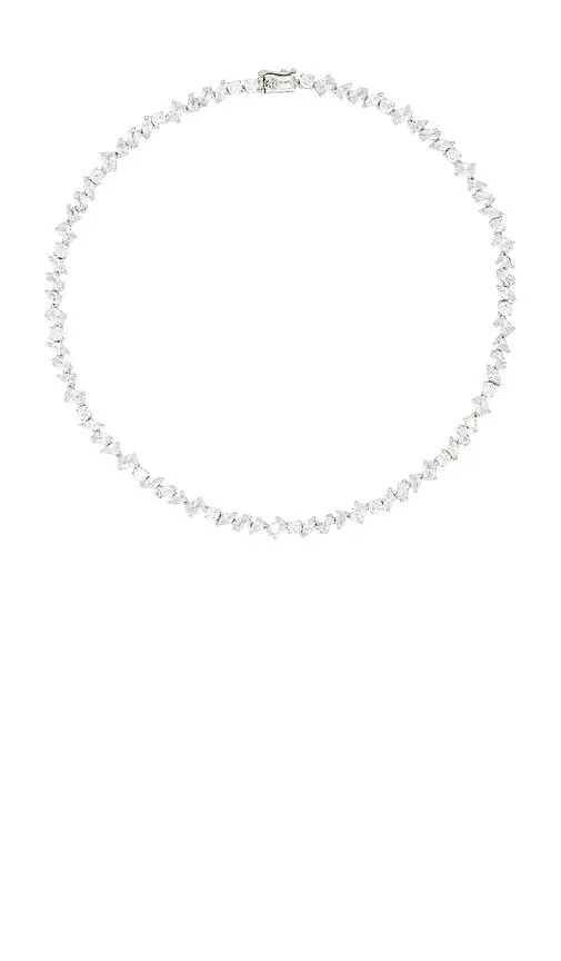 Shashi Pear Diamond Tennis Necklace - Metallic Silver