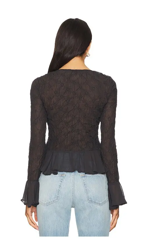 Free People Elias Smocked Blouse - Black