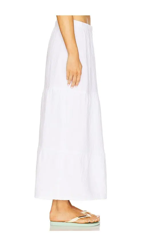 BOBI Tiered Button Front Maxi Skirt