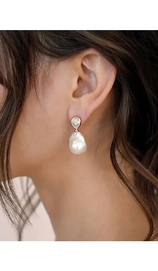 Ettika Single Pearl Drop Earrings