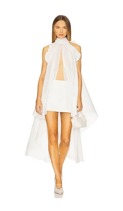 LA FUORI Silk Gathered Halter Top - White