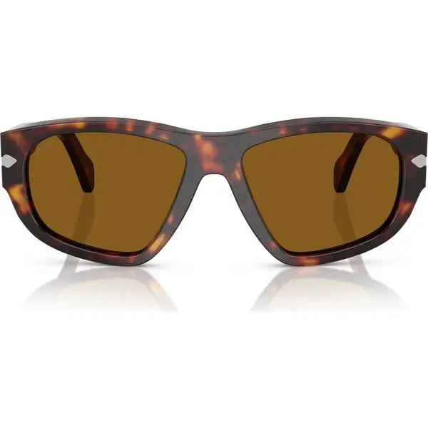 Persol 55mm Irregular Sunglasses - Havana / Brown