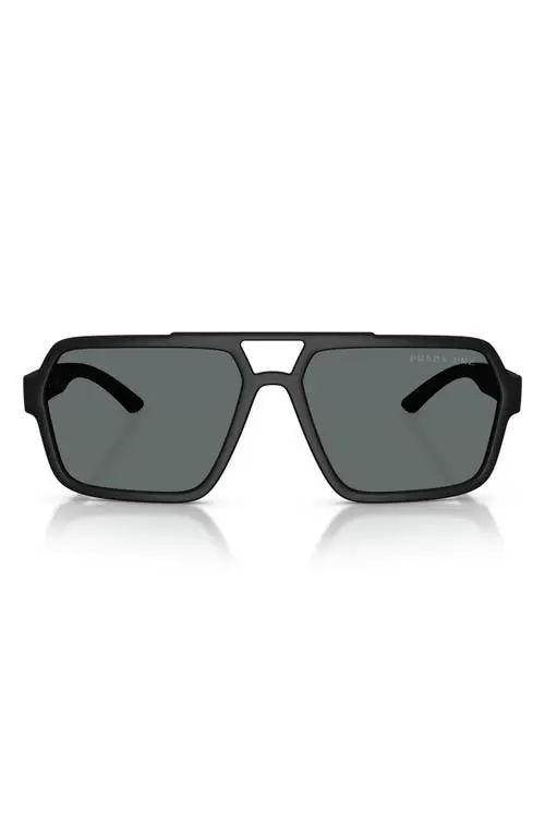 Prada 59mm Polarized Pilot Sunglasses - Black Rubber