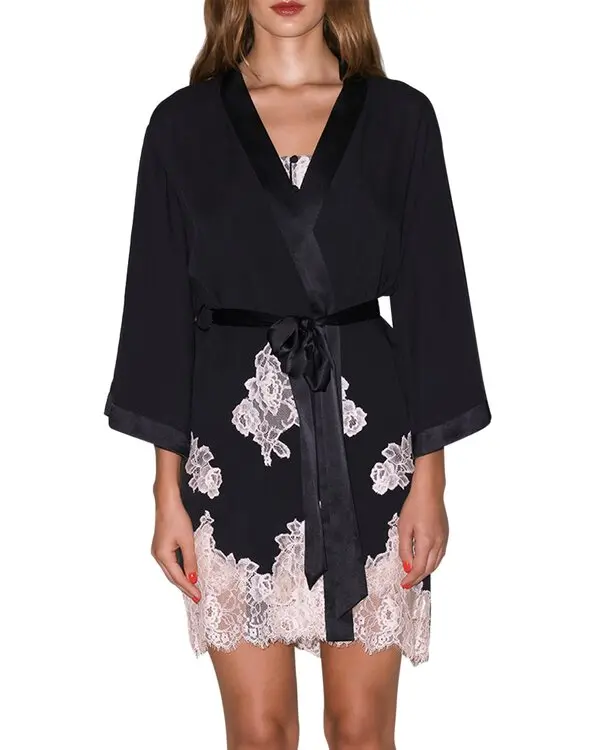 FLEUR DU MAL Lace Applique Robe - Black