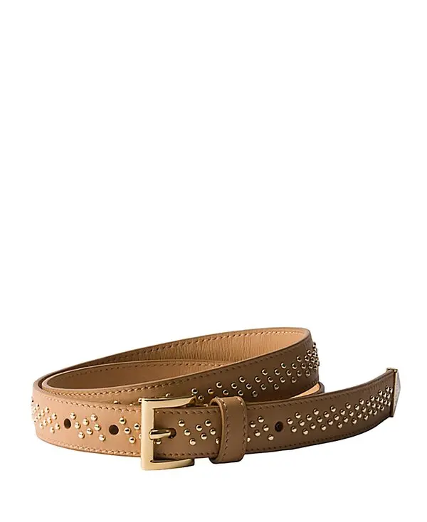 Prada Leather Studded Belt - Neutral
