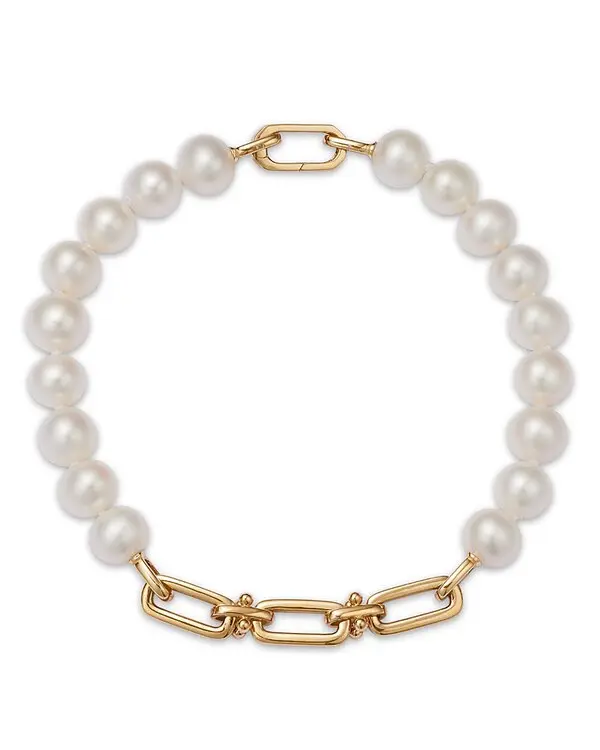 Bloomingdale'S Pearl And 14k Yellow Bracelet - Gold