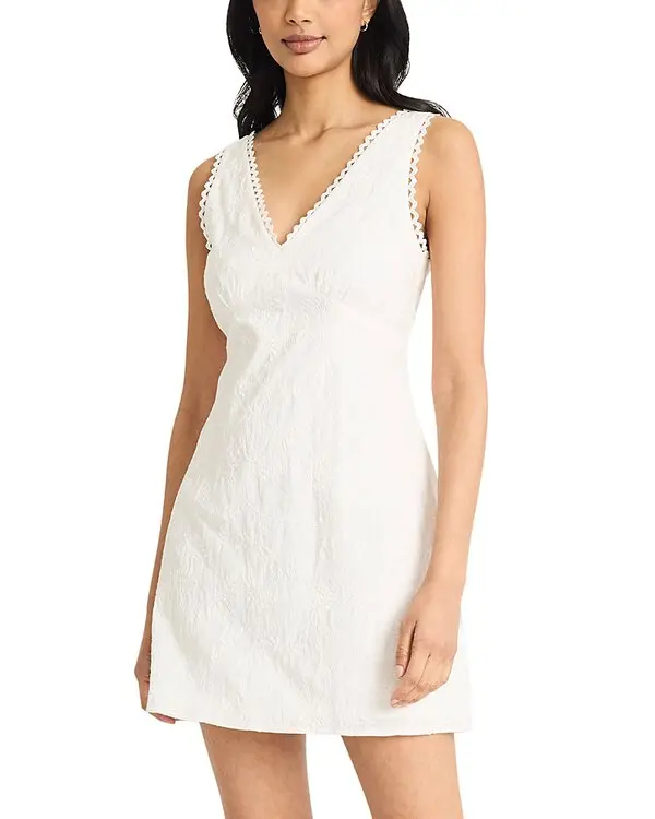 THE GOOD JOURNEY V Neck Crochet Trim Mini Dress