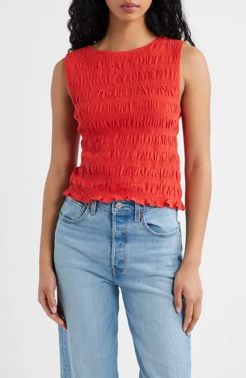 Madewell Smocked Tank Top - Wild Poppy