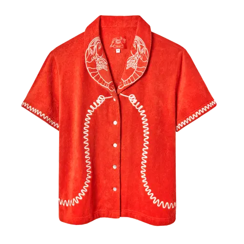 TOMBOLO Lobster Landline Cabana Crop Cut Shirt
