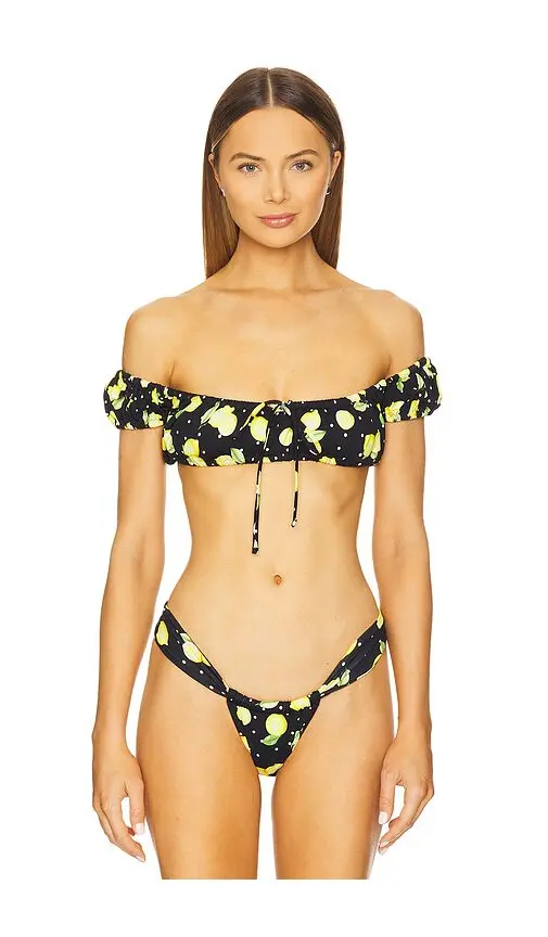 LESLIE AMON Marine Bikini Top - Black Lemon