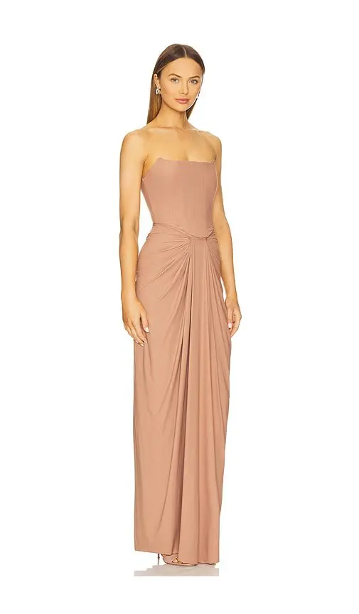 DEME BY GABRIELLA Pearl Gown - Brown