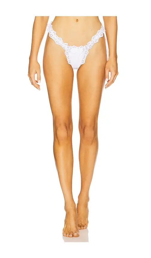For Love & Lemons Daisy Eyelet Bikini Bottom - White