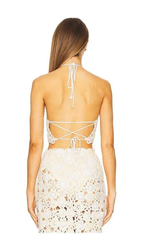 For Love & Lemons Floral Crochet Coverup Top