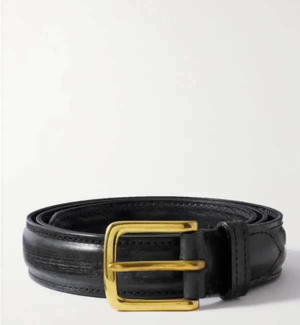 DRAKE'S 3cm Leather Belt - Black