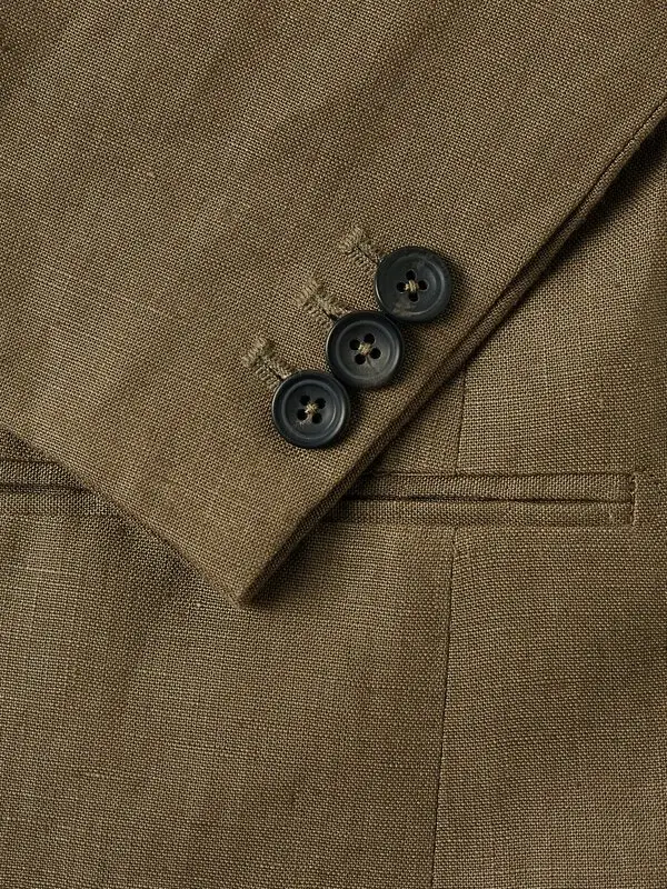 J. MUESER Waverly Double-breasted Linen Suit Jacket - Neutrals