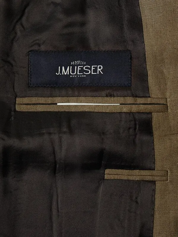 J. MUESER Waverly Double-breasted Linen Suit Jacket - Neutrals