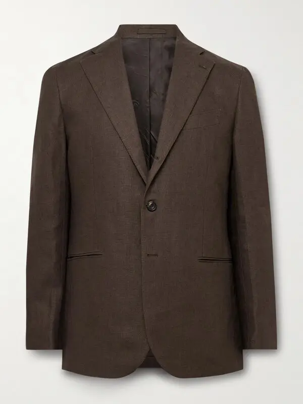J. MUESER Waverly Slim-fit Linen Suit Jacket - Brown