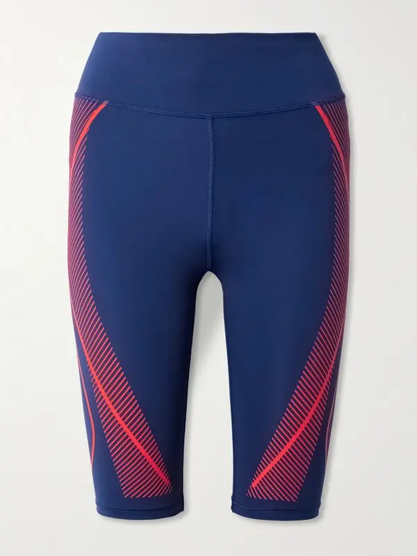 Adidas By Stella McCartney Truepace Bike Cropped Printed Stretch Recycled Leggings - Blue