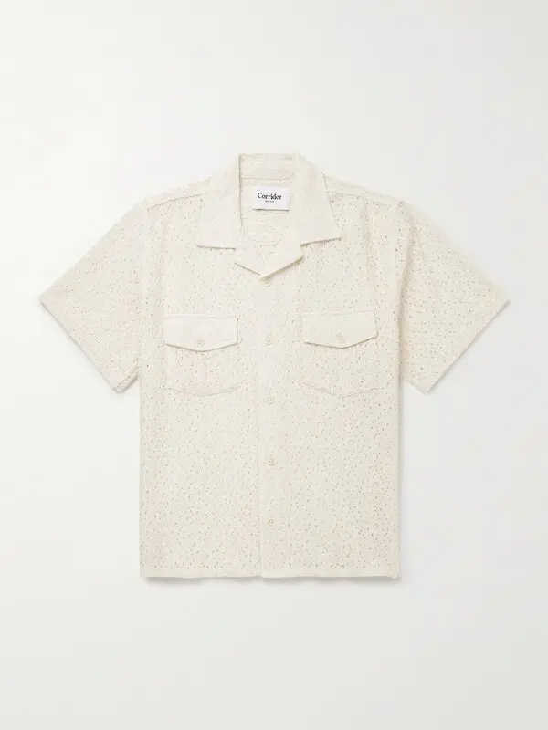 CORRIDOR Camp-collar Cotton And Nylon-blend Lace Shirt