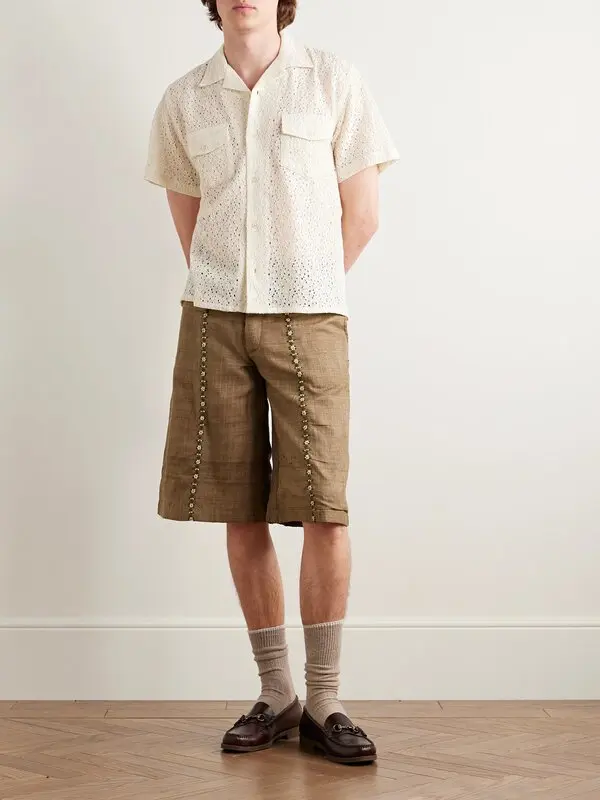 CORRIDOR Camp-collar Cotton And Nylon-blend Lace Shirt