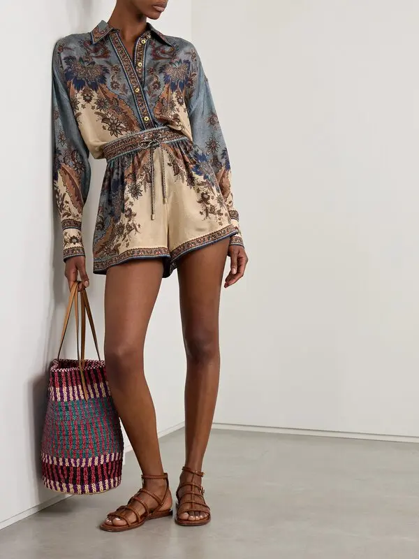 Zimmermann Ascension Printed Silk Shorts