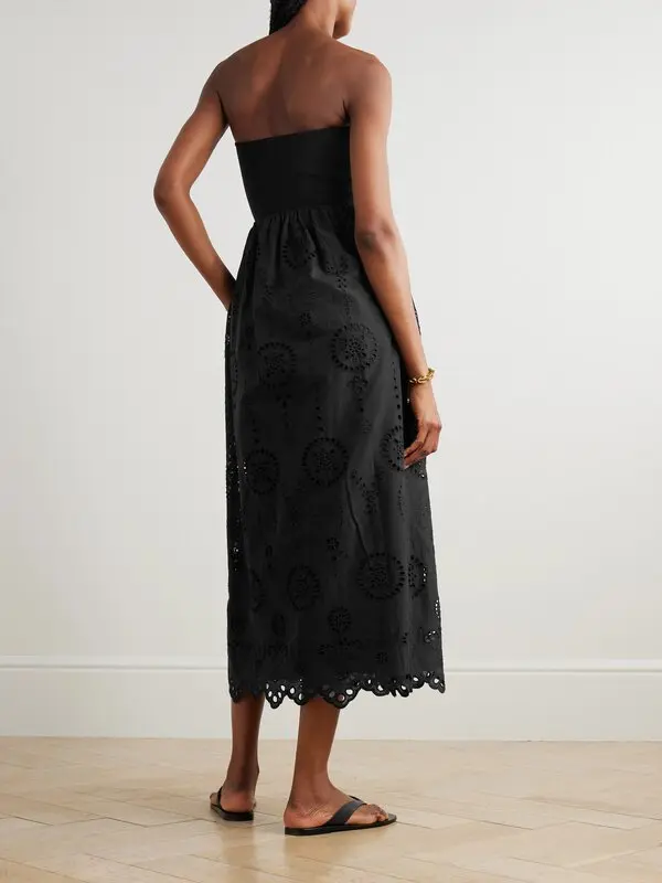 black broderie anglaise midi dress Midi broderie anglaise dress