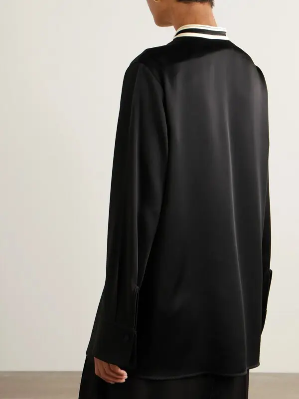 JIL SANDER Oversized Two-tone Piped Crepe Shirt