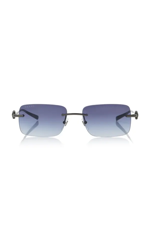 Gucci Horsebit Square-frame Metal Sunglasses - Blue