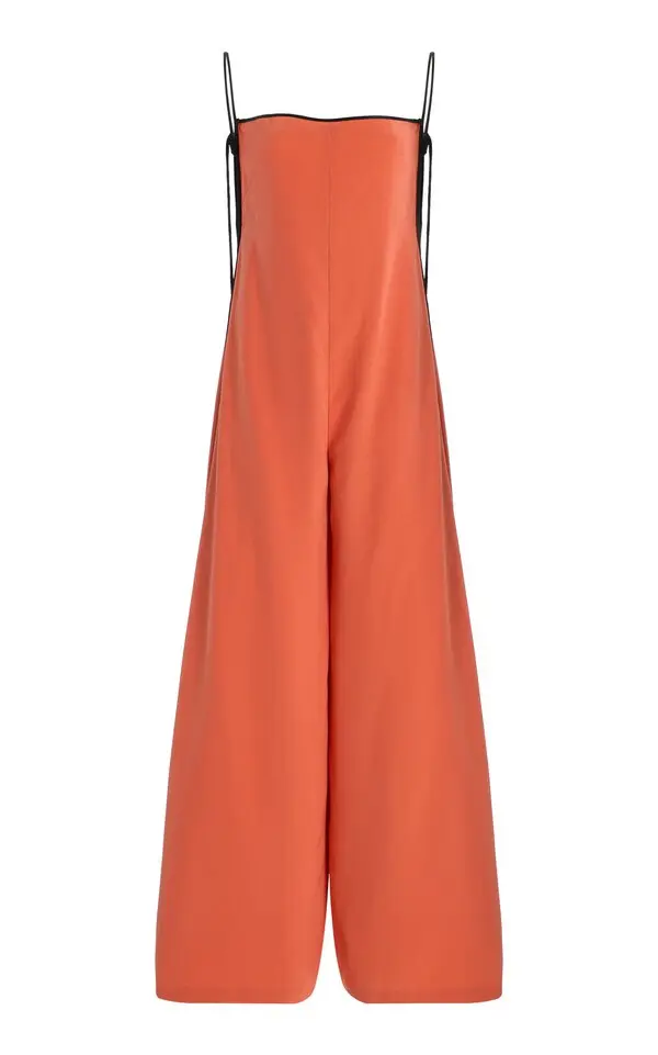 TEMILY Roller Silk-satin Jumpsuit - Coral