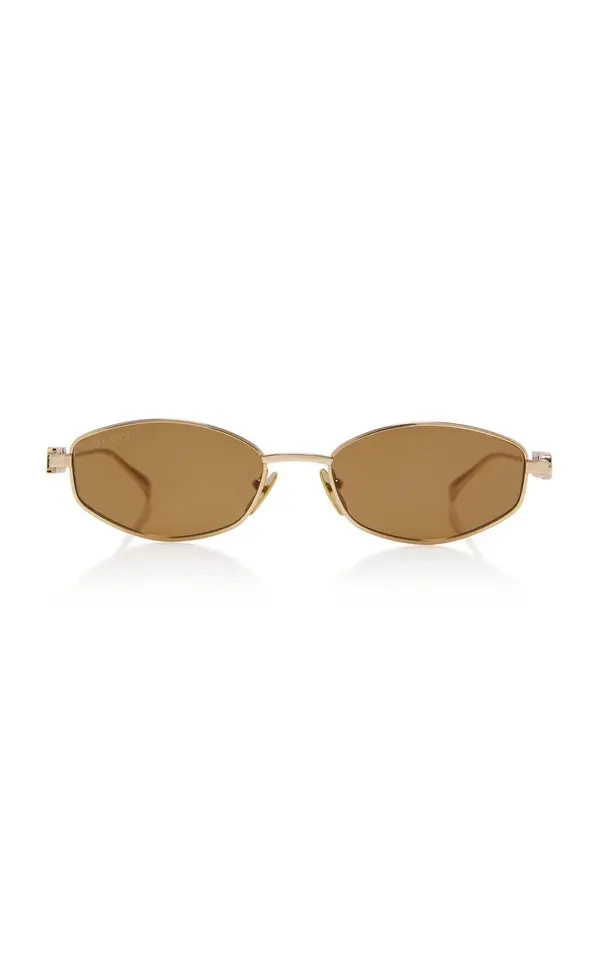 Gucci Oval-frame Metal Sunglasses - Brown