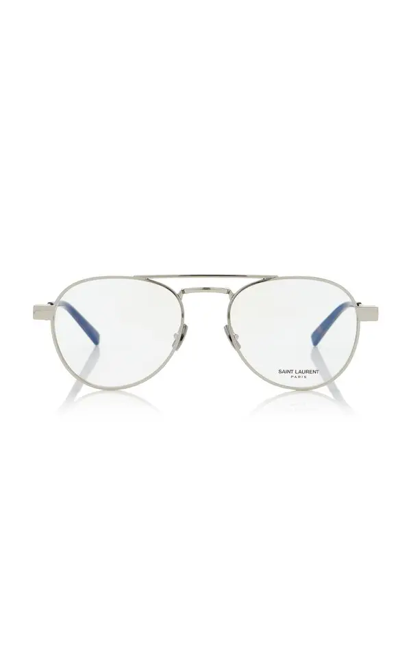 Saint Laurent Aviator-frame Metal Glasses - Silver