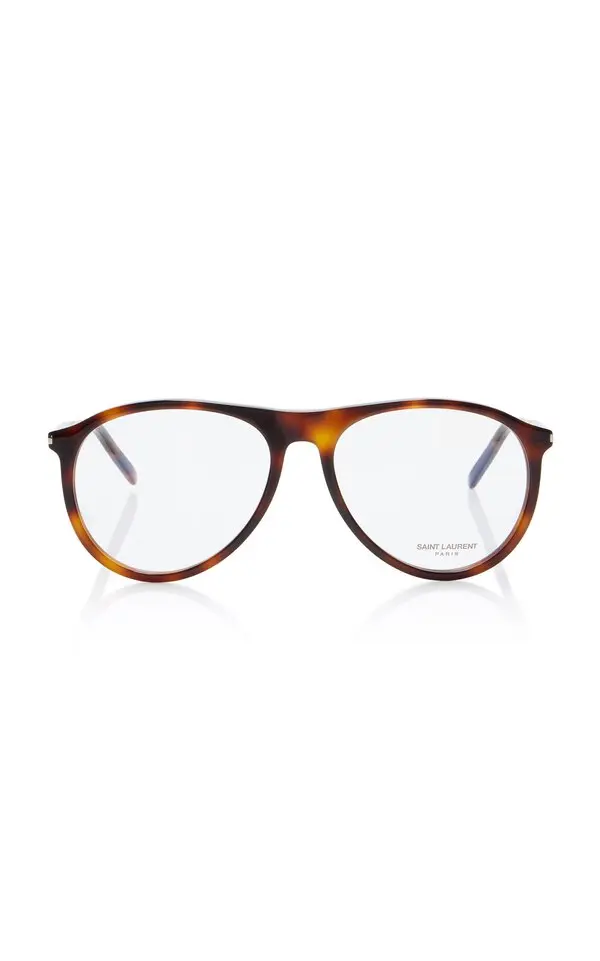 Saint Laurent Tortoiseshell Round Frame Glasses - Brown