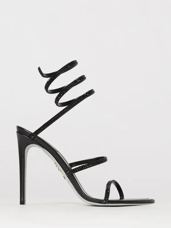 Rene Caovilla Embellished Heeled Sandals - Black