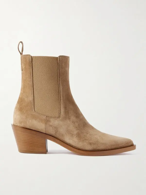GIANVITO ROSSI Wylie 45 Suede Chelsea Boots - Neutrals