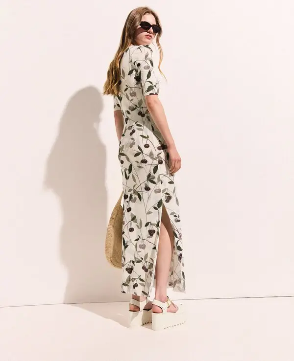 Stella McCartney Cherry Print Mesh Midi Dress - Cream