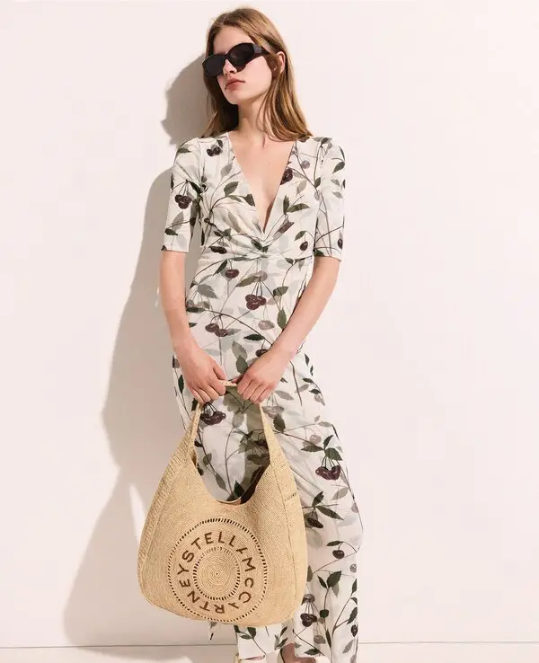 Stella McCartney Cherry Print Mesh Midi Dress - Cream