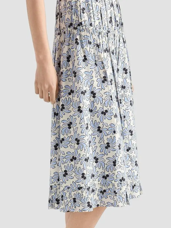 Prada Floral Print Pongé Dress